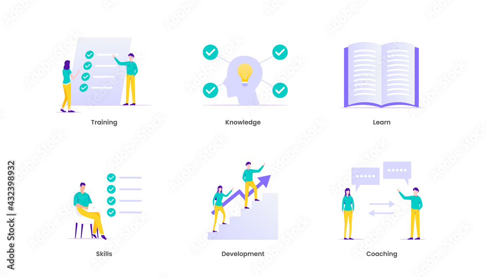 Capacity building vector illustration concept web icons. Training ...