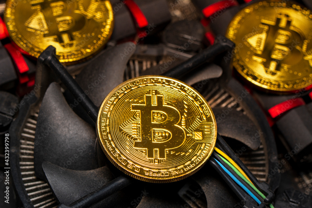 Bitcoins and New Virtual money concept. Gold bitcoins with Candle stick ...