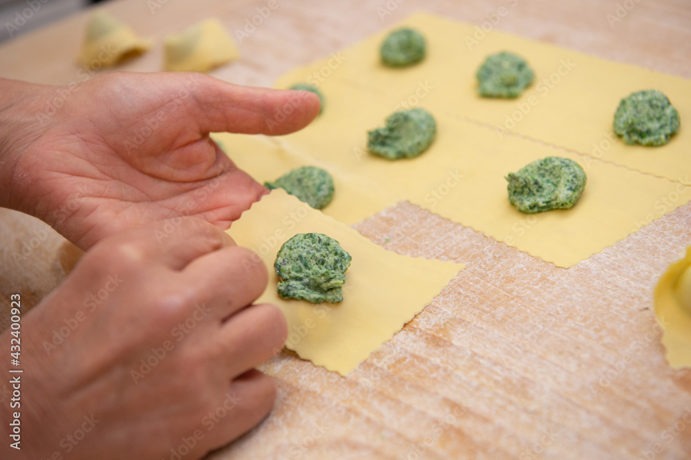 pansoti al prebuggiun is the name of this typical Ligurian stuffed ...