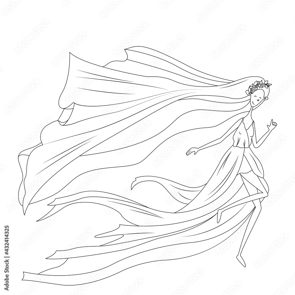 Fabulous forest sorceress Mavka. Beautiful linear illustration for ...