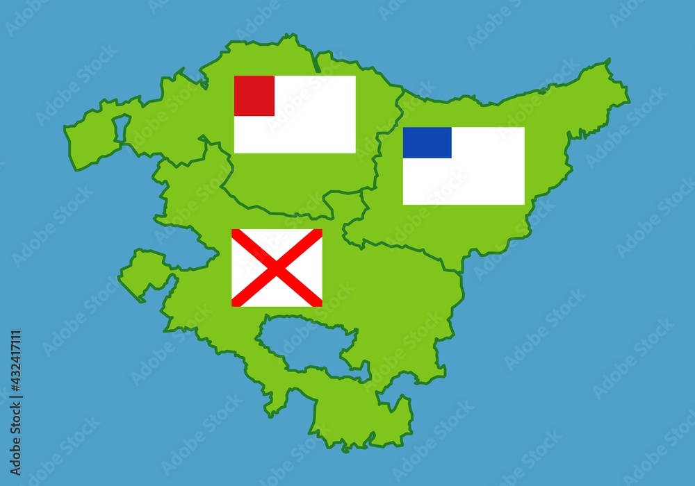 Mapa de las tres provincias del País Vasco o Euskadi con las banderas ... Mapa de las tres provincias del País Vasco o Euskadi con las banderas ...