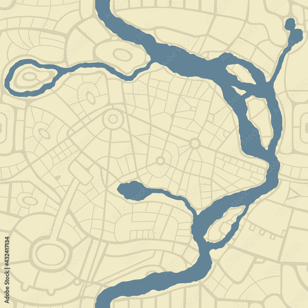 Seamless city map pattern. Vector repeating background with a schematic ...