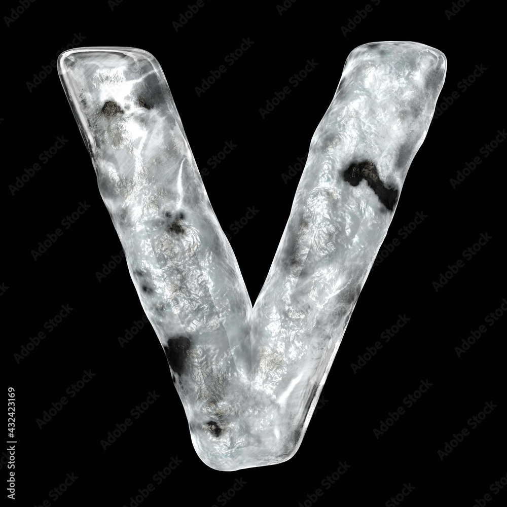 3d illustration of ice letter. Realistic freezing font isolated Stock ...