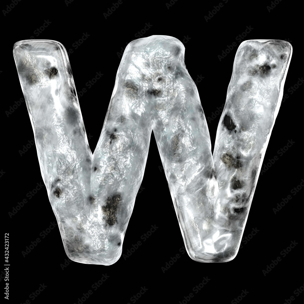 3d illustration of ice letter. Realistic freezing font isolated Stock ...