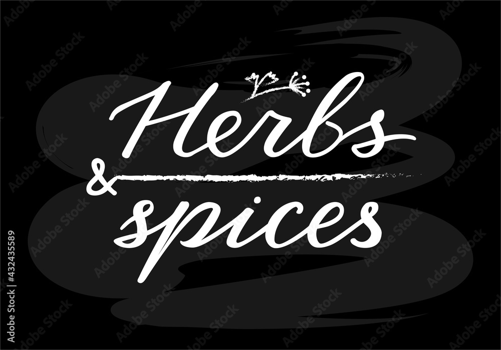 Vector illustration of herbs and spices lettering for banner, poster ...