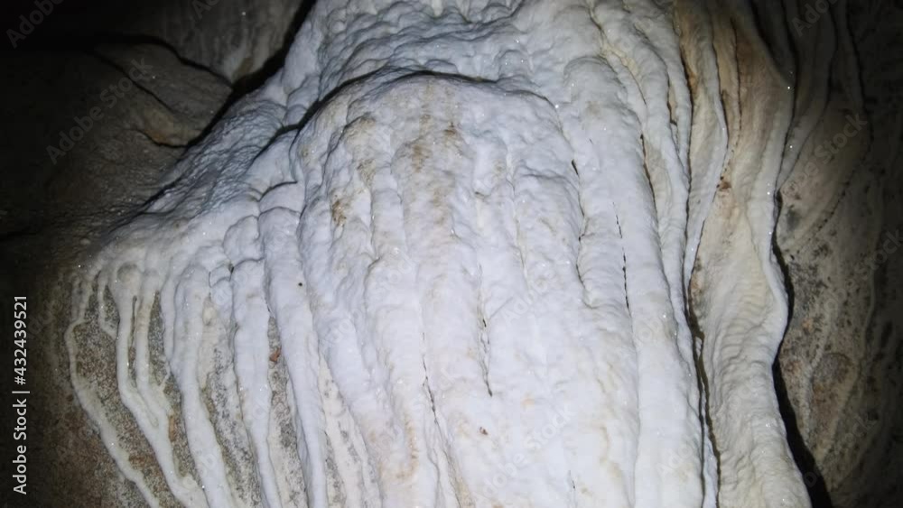 Underground cave with stalactite rock formations hanging from Twins ...