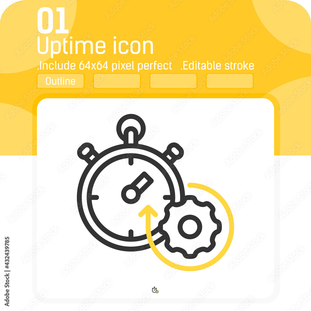 Uptime icon with outline style isolated on white background. Vector ...