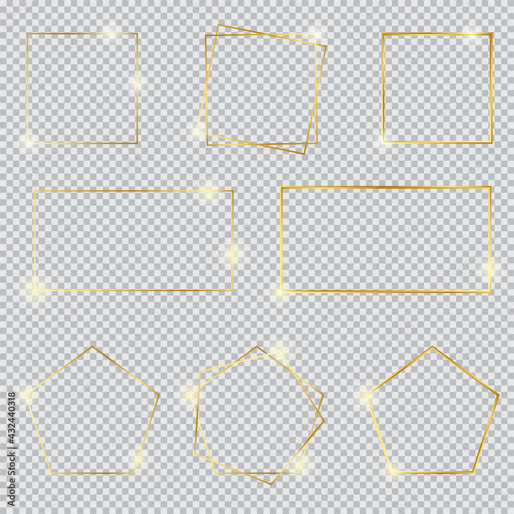 Gold border frame set with light influence, Gold decoration in ...