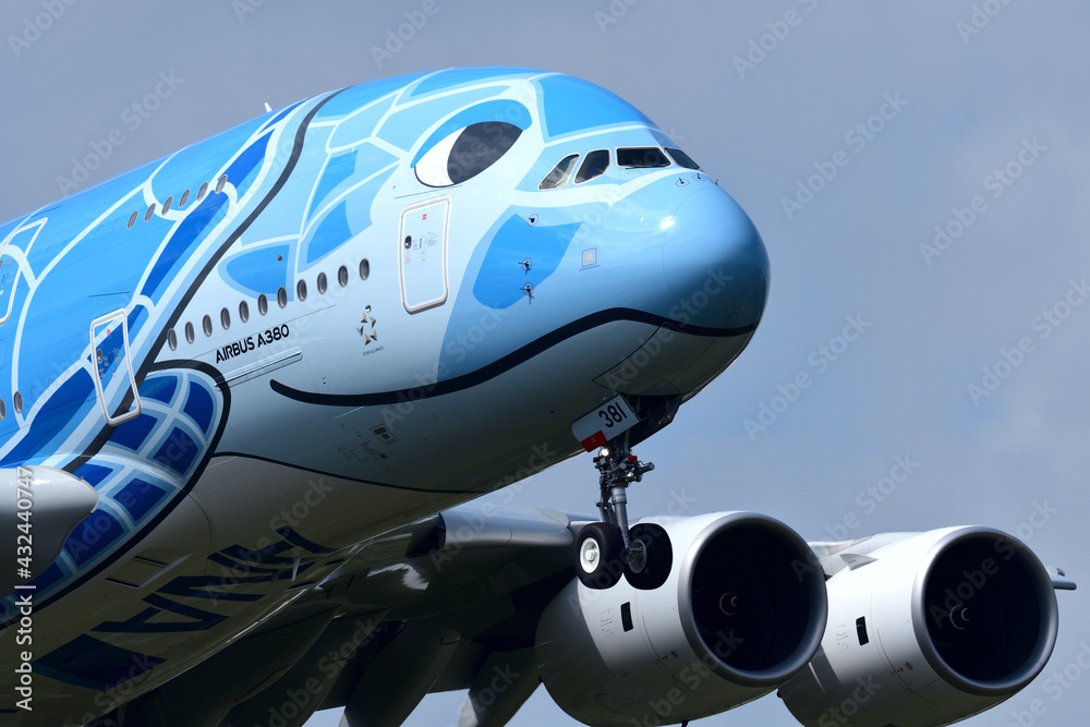 Chiba, Japan - May 05, 2019:All Nippon Airways (ANA) Airbus A380-800 ...