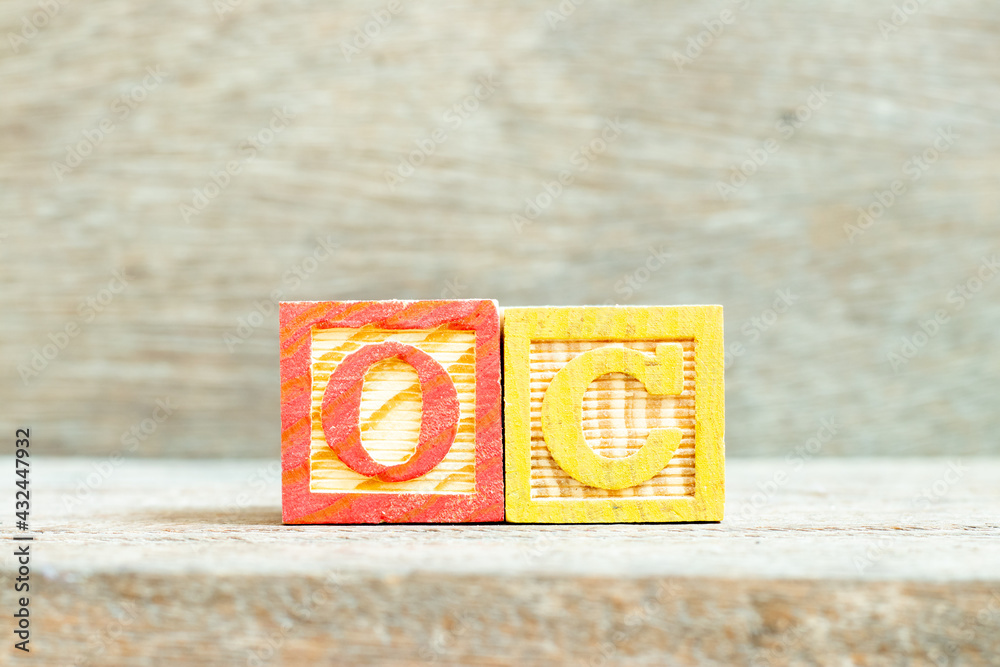 Color alphabet letter block in word OC (Abbreviation of opportunity ...