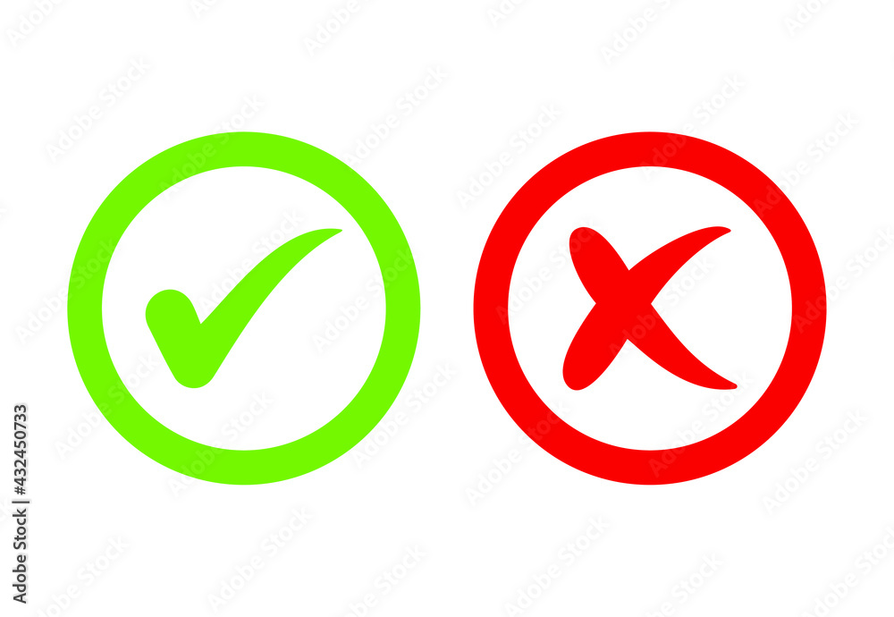CHECK MARK - CHECKMARK OK AND RED X. YES AND NO BUTTON FOR VOTE IN ...
