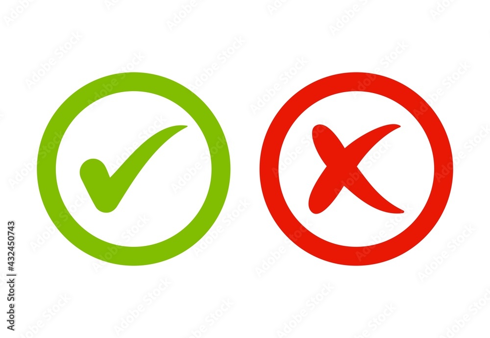 Check mark - Checkmark OK and red X. YES and NO button for vote in ...