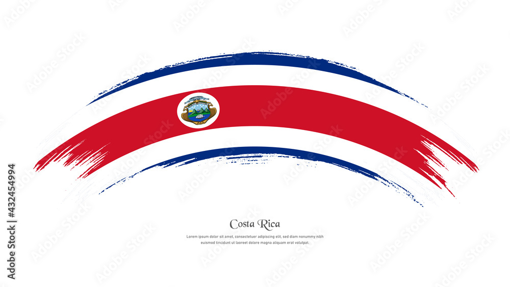 Flag of Costa Rica in grunge style stain brush with waving effect on ...