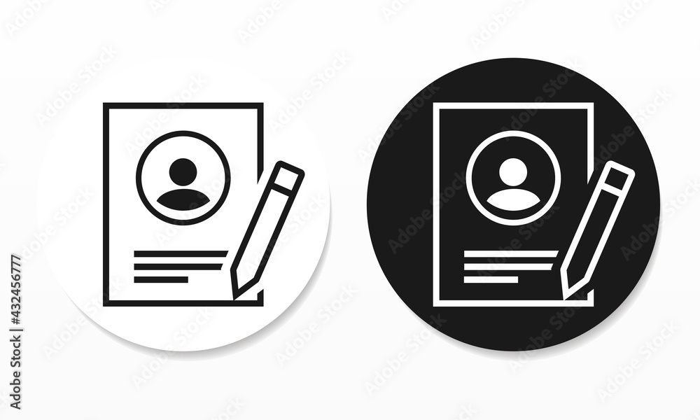 Curiculum vitae sign. CV document with user profile. Job application ...