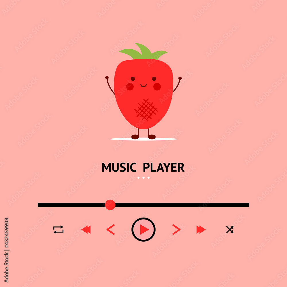 Mobile App UI Design. Music player. Strawberry playlist. Relaxing music ...