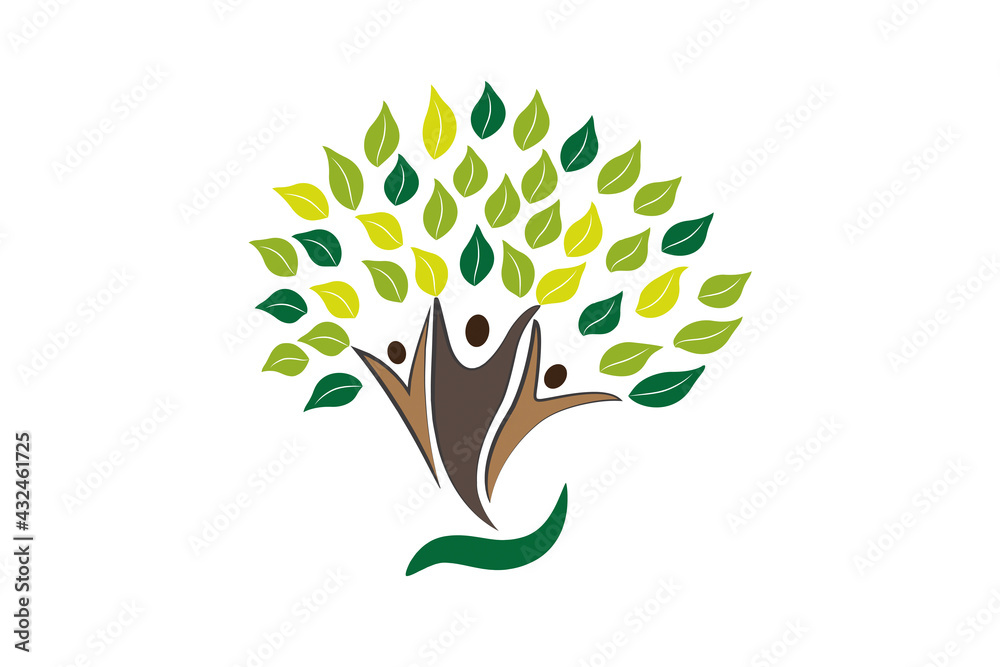 Tree figures happy people symbol logo vector image design Stock Vector ...