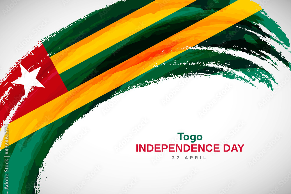 Happy independence day of Togo with watercolor brush stroke flag ...