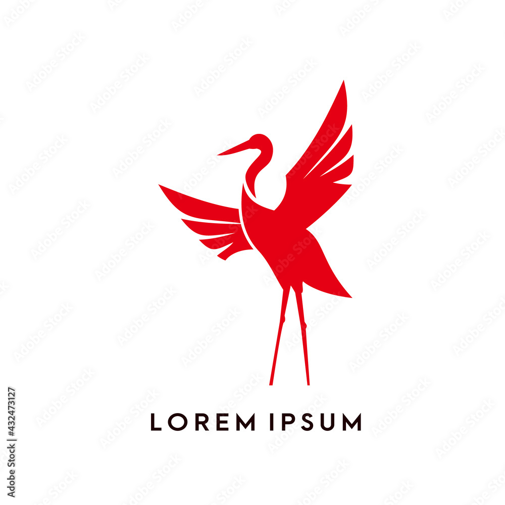 crane bird logo. stork logo Stock Vector | Adobe Stock