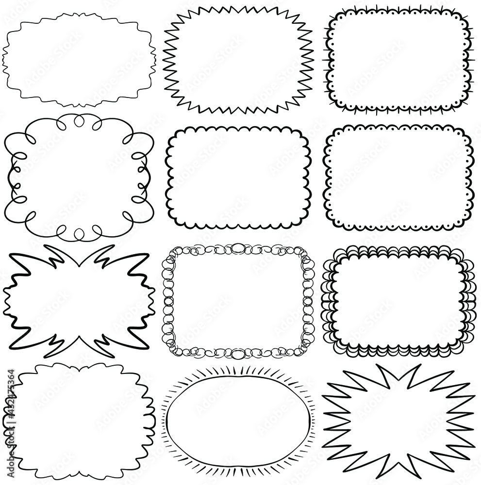 Empty frames collection. Digital art, drawing from imagination ...