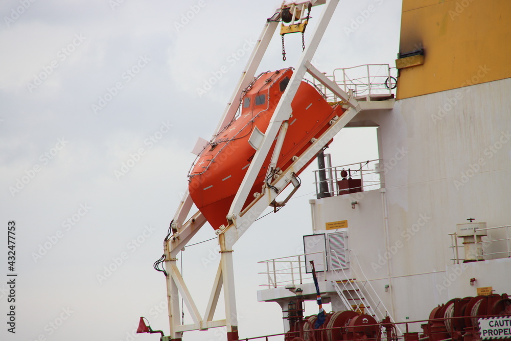 lifeboat at a Boskalis dredging and cable-laying vessel in the ...