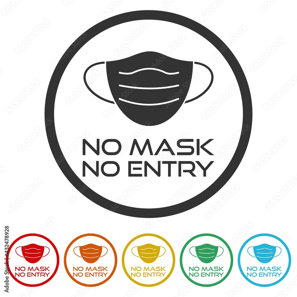 No face mask no entry vector sign color set Stock Illustration | Adobe ...