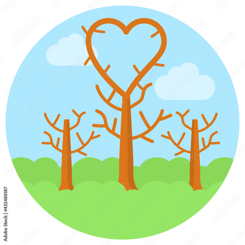 Wilting Trees with Blue Sky Concept, drought Landscape Vector Color ...