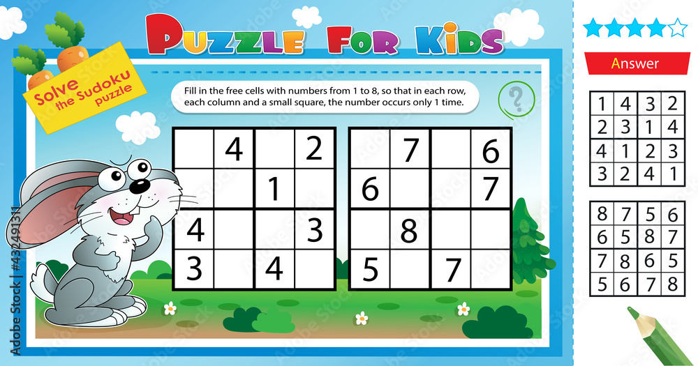 Solve the sudoku puzzle together with the little bunny or hare. Logic ...