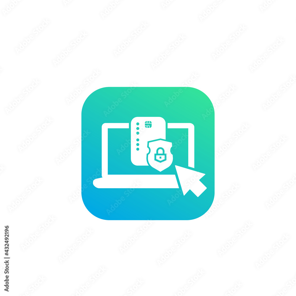 safe payment with credit card and laptop, vector icon Stock Vector ...