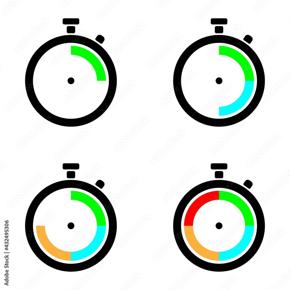 Timer icon set isolated on white background. Hand drawn element, vector ...