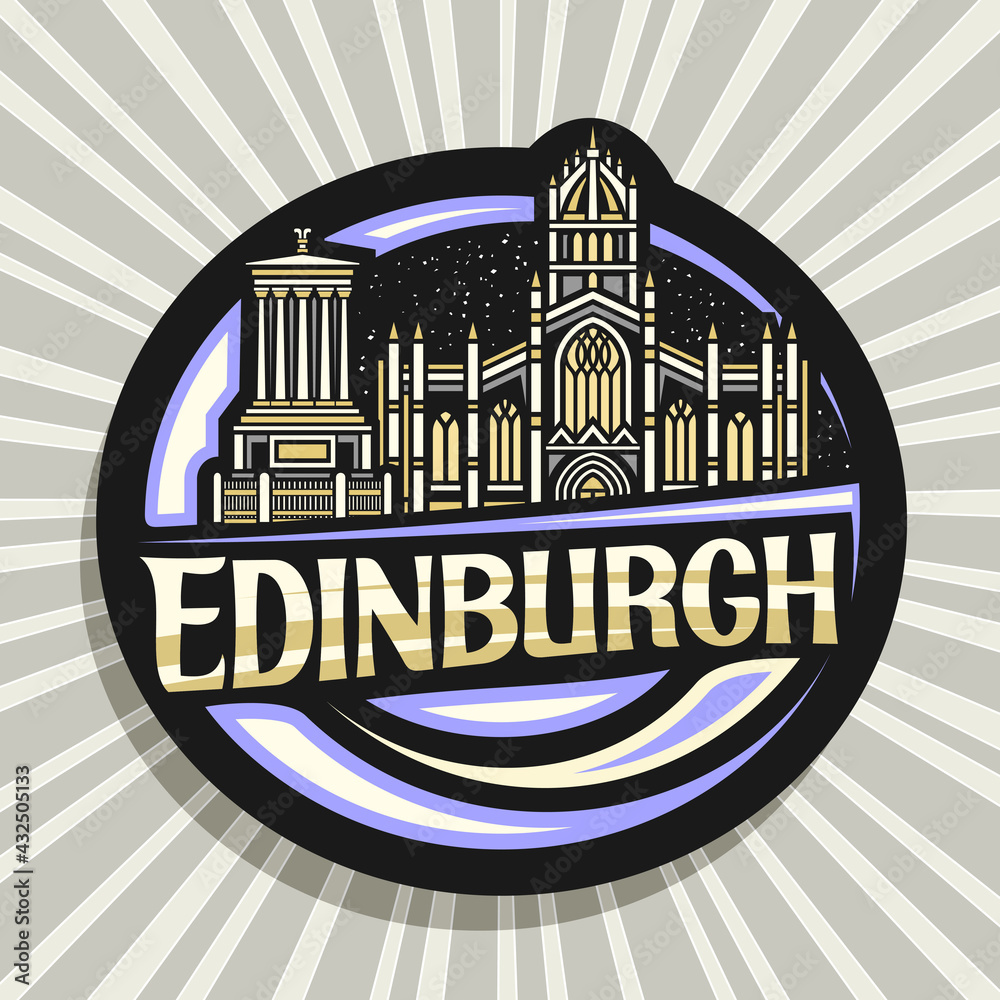 Vector logo for Edinburgh, black decorative label with outline ...