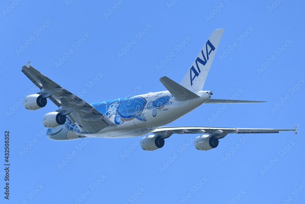 Chiba, Japan - May 03, 2019:All Nippon Airways (ANA) Airbus A380-800 ...