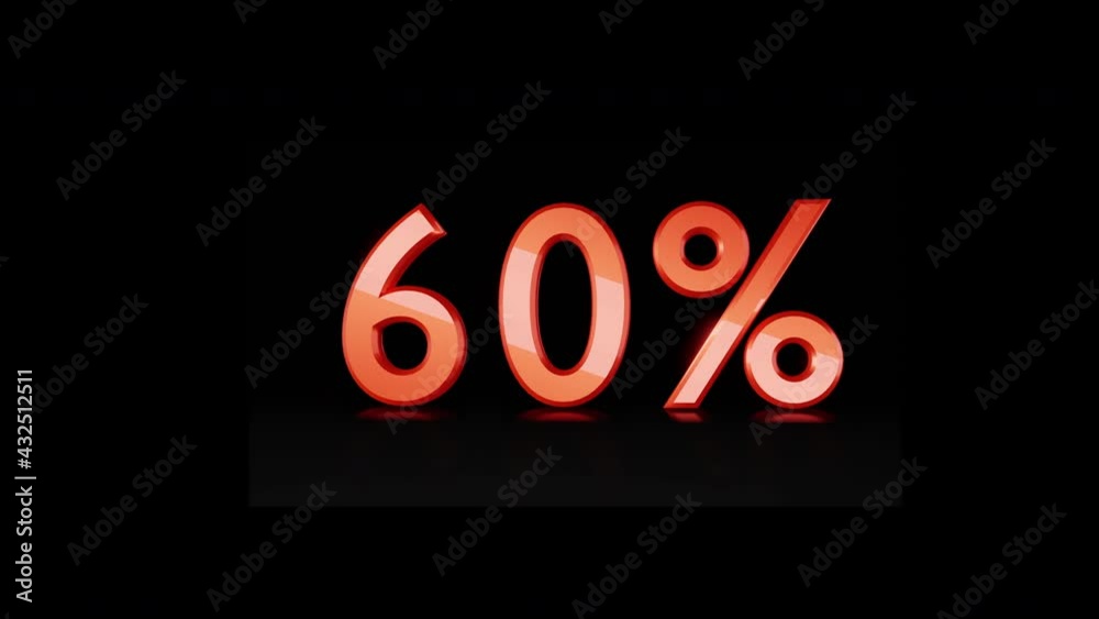 3D Counting from animation One hundred 100% to zero 0% percent. Blur ...