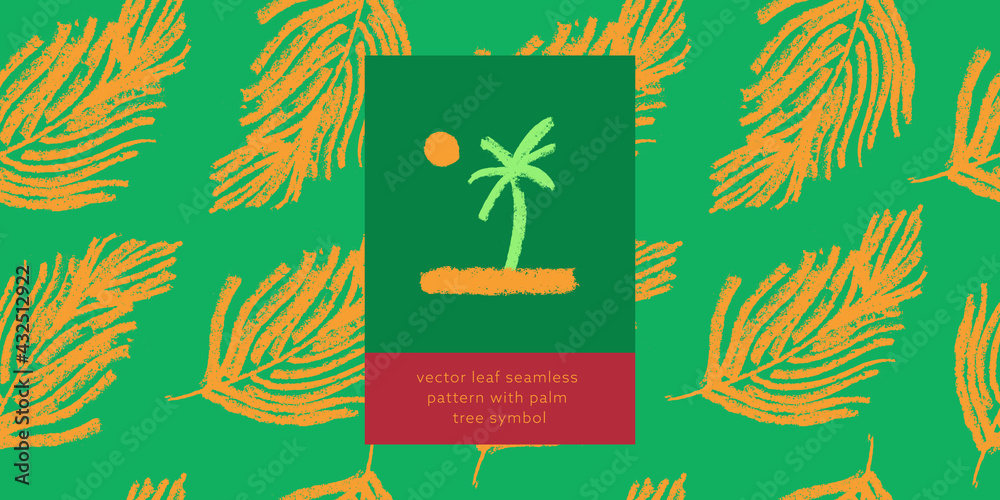 Palm branch seamless pattern. Tropic background with hand-drawn palm leaves. Floral ornament ...