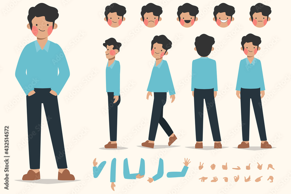 Young man character creation design for Animation cartoon flat design ...