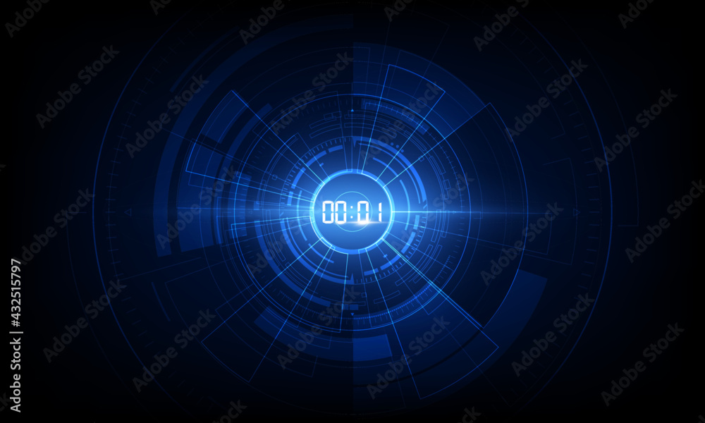 Abstract Futuristic Technology Background with Digital number timer ...