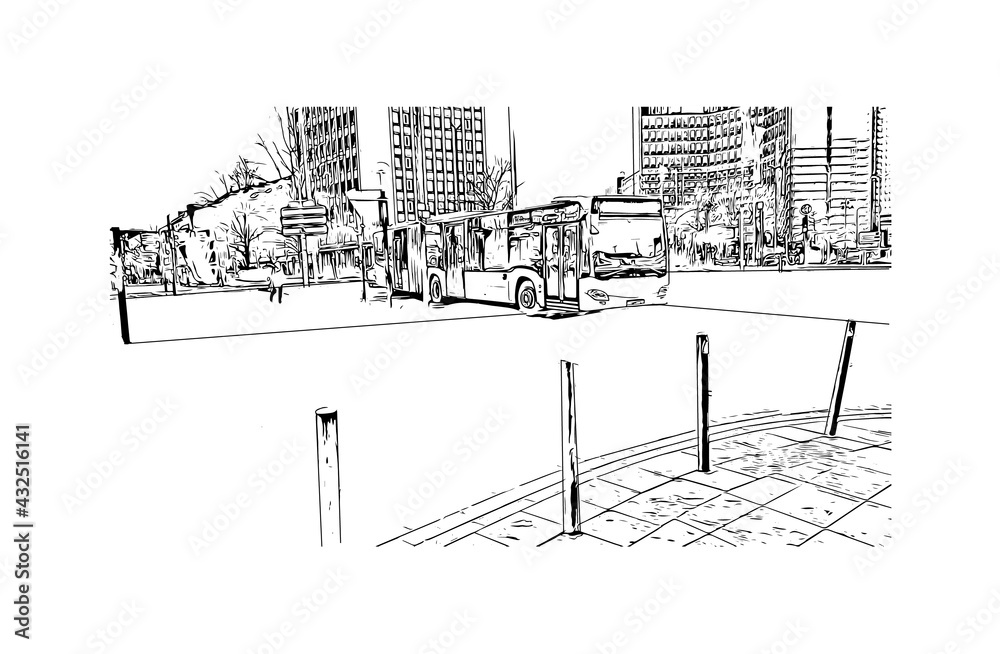 Building view with landmark of Essen is a city in western Germany. Hand ...