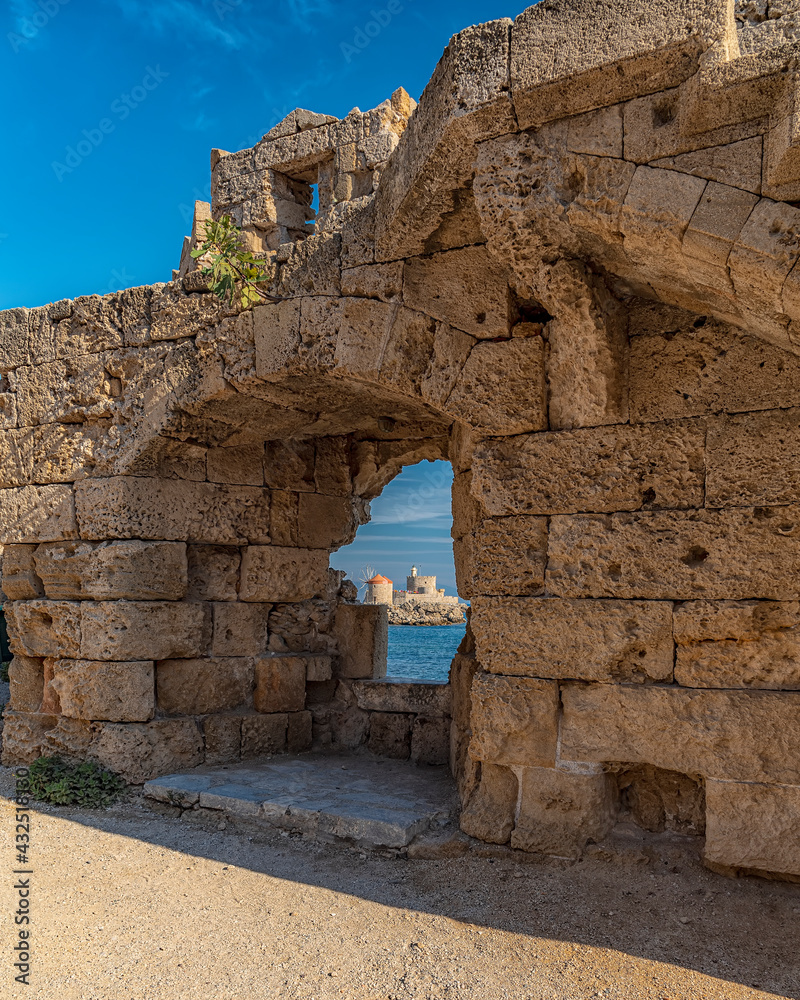 Rhodes Fort of Saint Nicholas from St Pauls Gate Stock Photo | Adobe Stock
