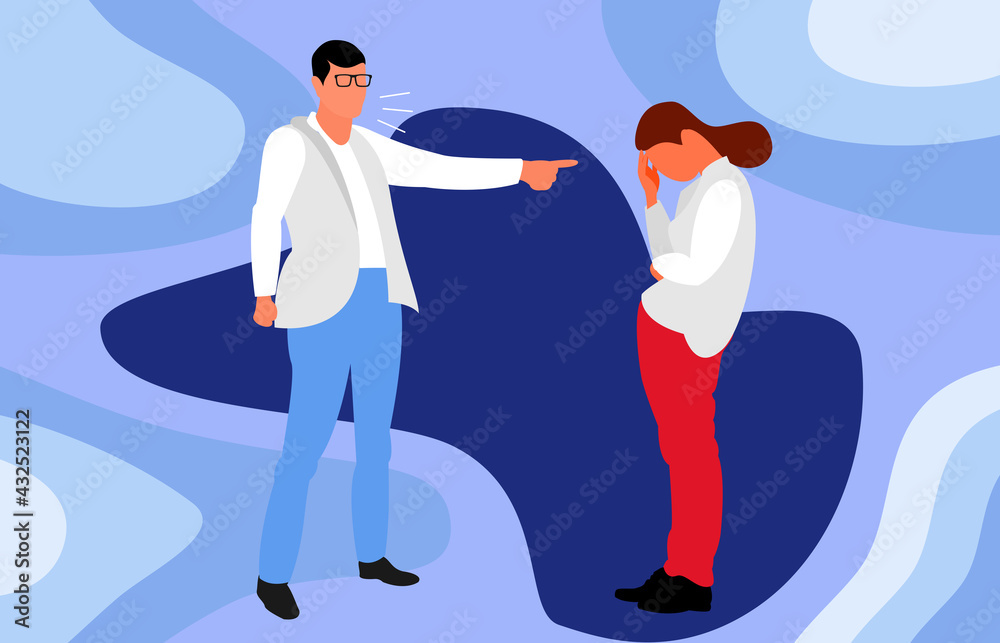 Angry man and sad women.Man emotionally abusing woman.characters Vector ...