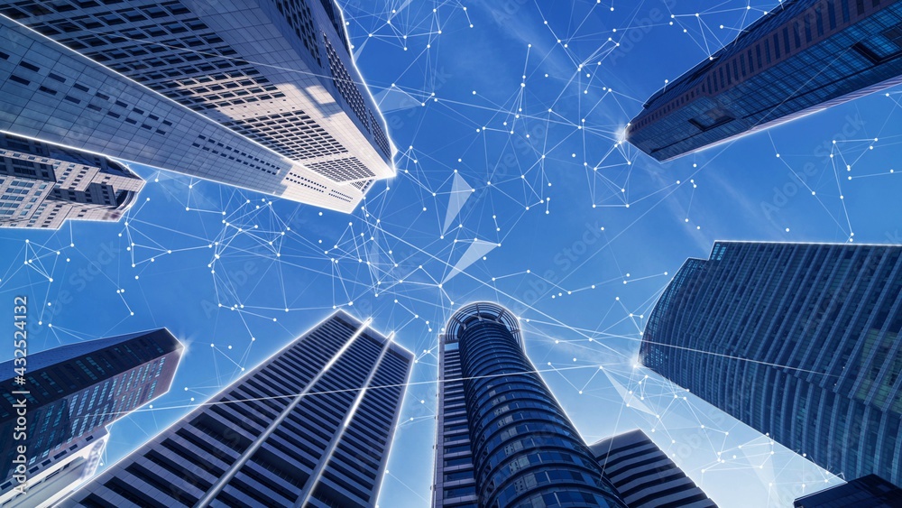 Smart digital city with globalization abstract graphic showing ...