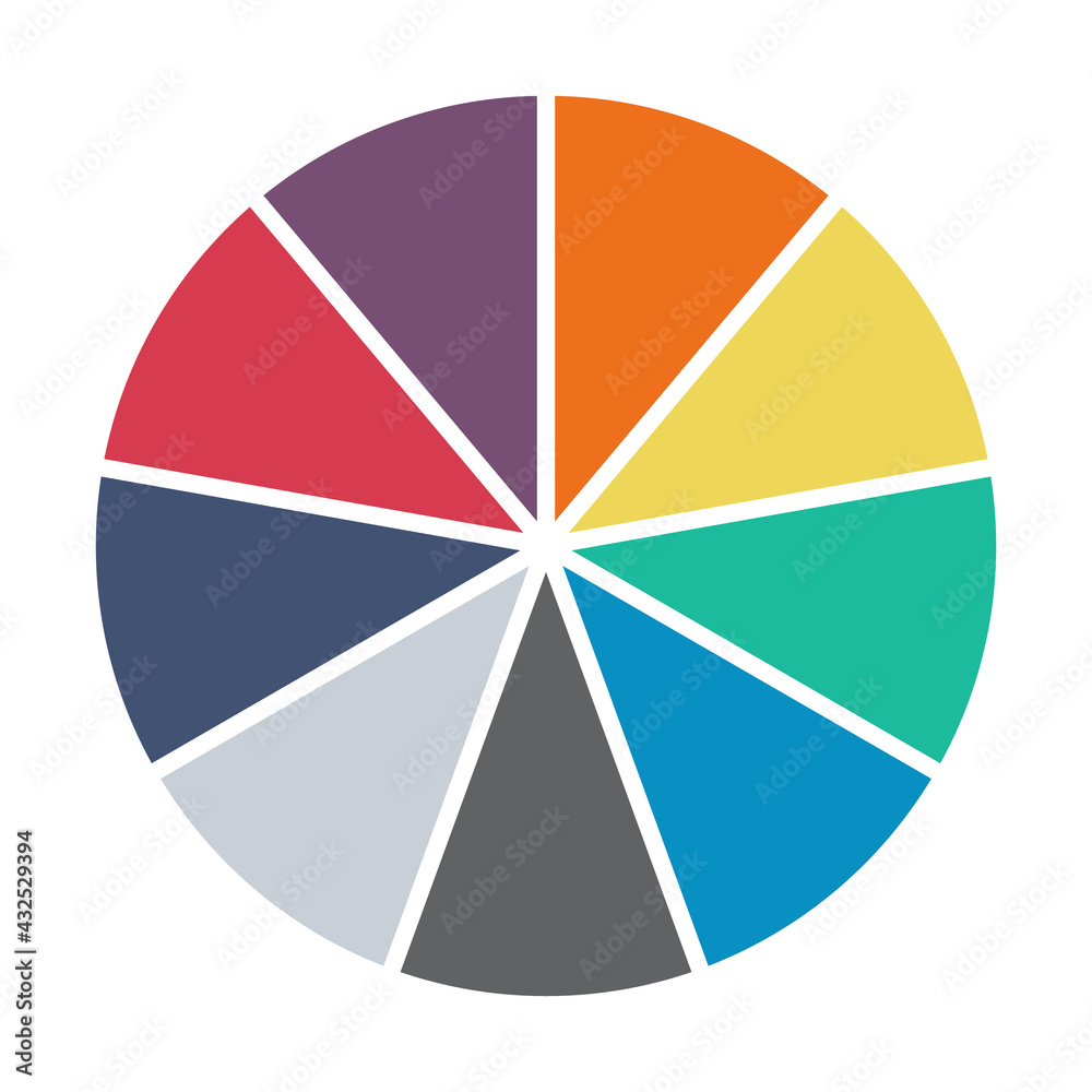 Infographic pie chart. Cycle presentation diagram 9 section. Vector ...