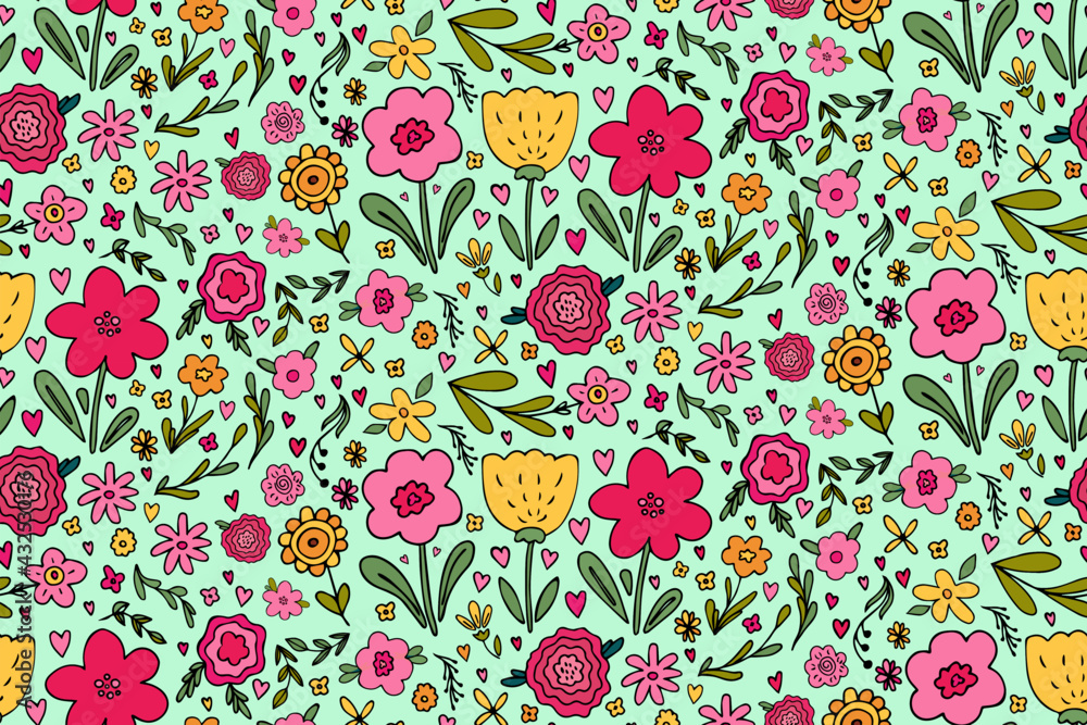 Simple Colored Flower Doodles