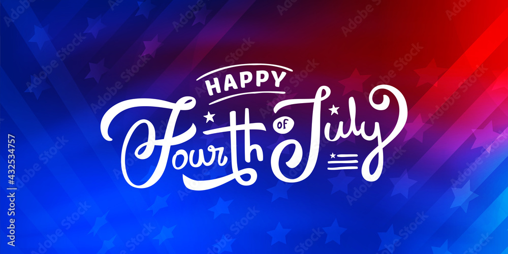 Happy fourth of July custom hand-lettering, typography design for 4th ...
