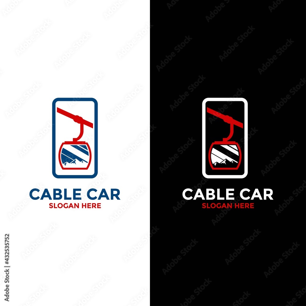 Mountain cable car logo, icon or symbol design template, vector ...