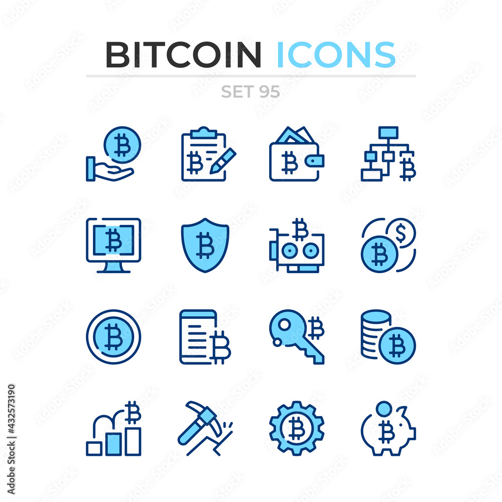 Bitcoin icons. Vector line icons set. Premium quality. Simple thin line ...