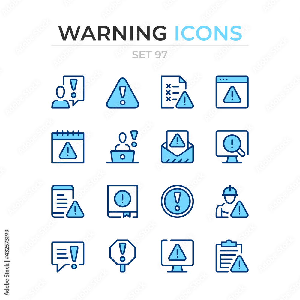 Warning icons. Vector line icons set. Premium quality. Simple thin line ...