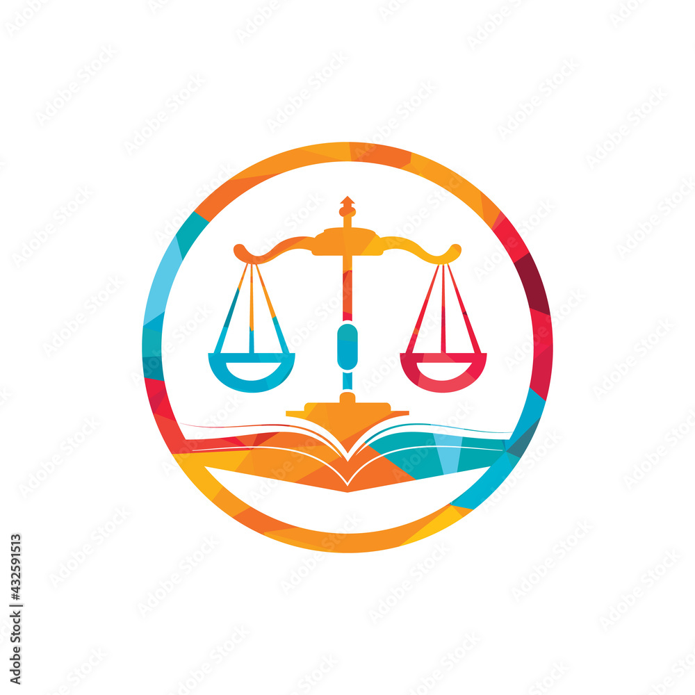 Law education logo design. Vector Libra and open book logo combination ...