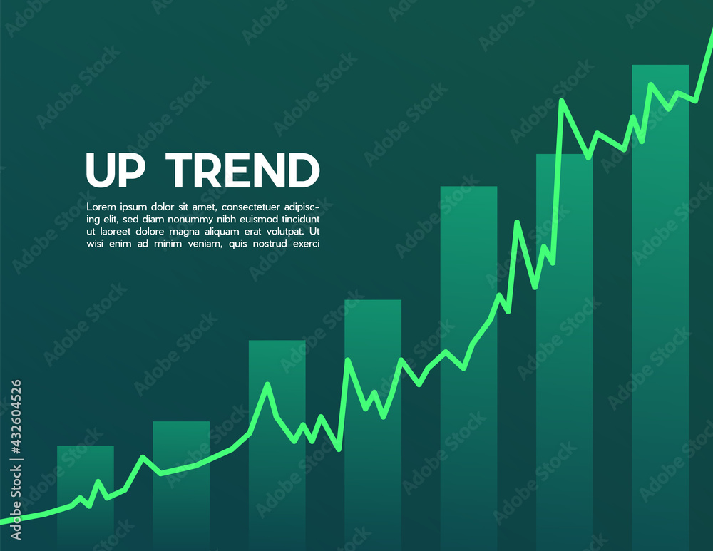 Green uptrend abstract background. A group of the green bar and the ...