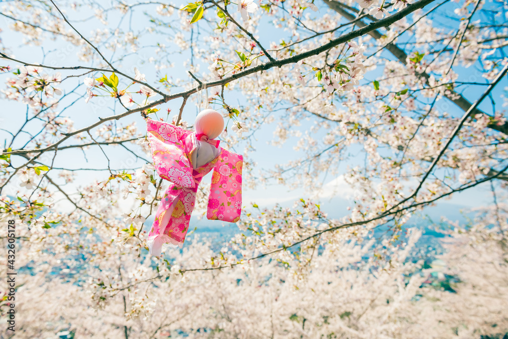 Teru Teru Bozu. Japanese Rain Doll hanging on Sakura tree to pray for ...