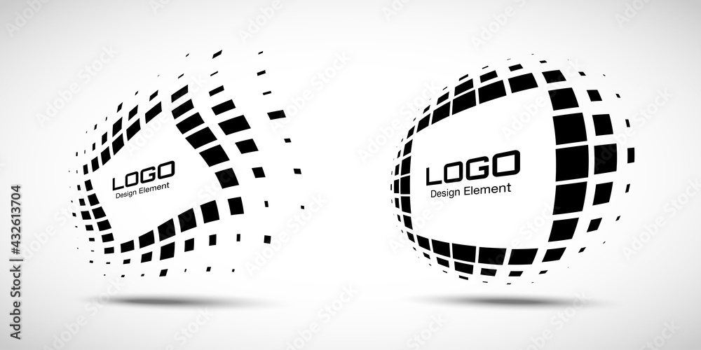 Logo perspective frame. set Abstract rectangle dots emblem design ...