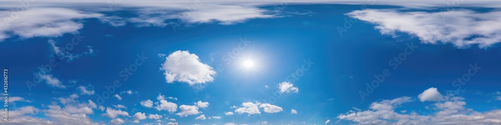 Blue sky panorama with Cirrus clouds in Seamless spherical ...